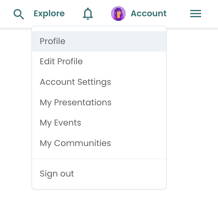 Login & Account Dropdown Menu – PechaKucha